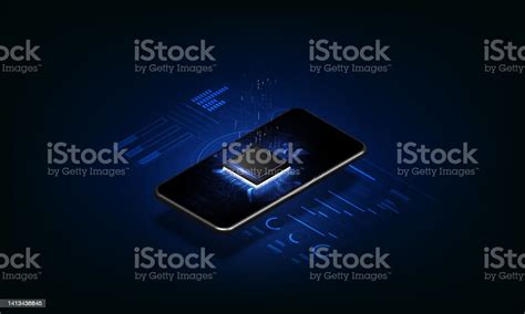 Futuristic Microchip Processor Quantum Computer Database Concept Modern