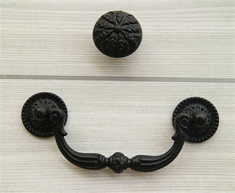 Vintage Style Drop Bail Drawer Pull Black Dresser Swing Handle Etsy