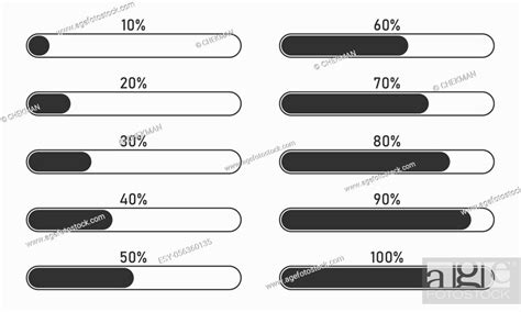 Set Of Vector Loading Icons Flat Progress Loading Bar Isolated Stock