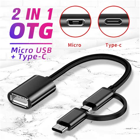 In Usb Otg Cable Adapter To Micro Usb Type C Connector Usb