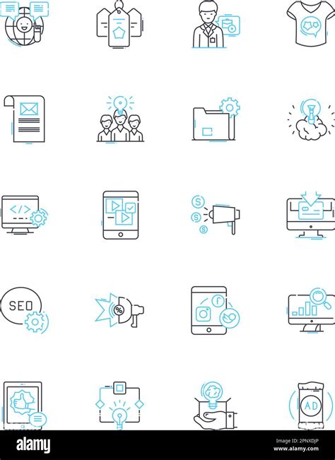 Public Strategy Linear Icons Set Outreach Advocacy Communications Messaging Engagement