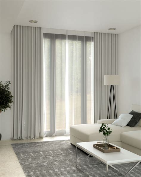 White Living Room Grey Curtains Cabinets Matttroy
