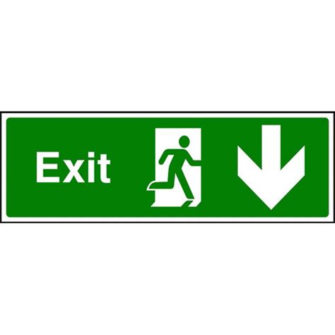 KPCM Exit Sign Running Man Right Arrow Down Sign Made In The UK