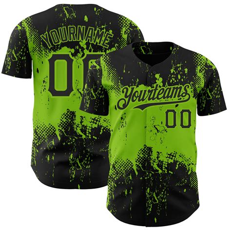 2024 Custom Black Neon Green 3d Pattern Design Abstract Splatter Grunge
