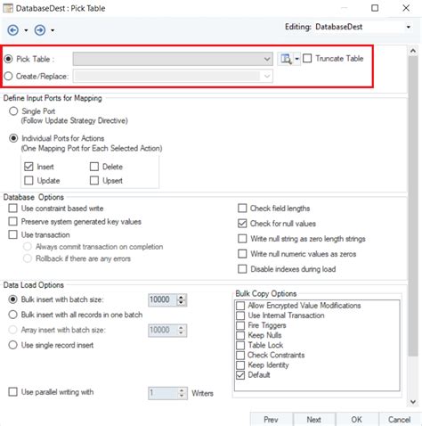 Database Table Destination Astera Data Stack