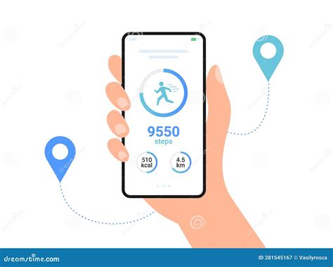 Step Counter Fitness Tracker App Design Walk Flat Health Fit Activity
