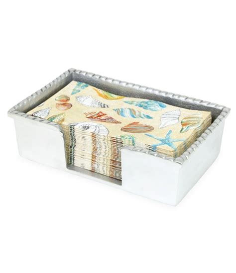 Rope Edge Pewter Guest Napkin Caddy Bambinos At Curated Boutique