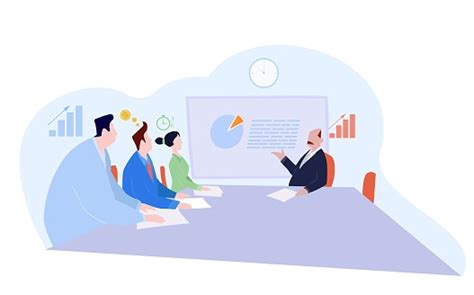 사업가 는 직장 사무실에서 자신의 프로젝트 진행 상황을 프리젠 테이션 가리기에 대한 스톡 벡터 아트 및 기타 이미지 가리기 모임 개념 Istock