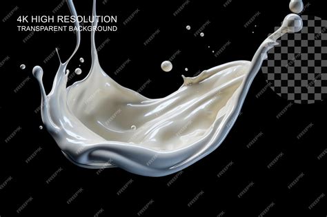 투명한 배경 위에 날아다니는 액체 우유 스프레이 요거트 프리미엄 Psd 파일