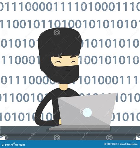 Hacker Using Laptop To Steal Information Stock Vector Illustration Of People Hacking 90678362