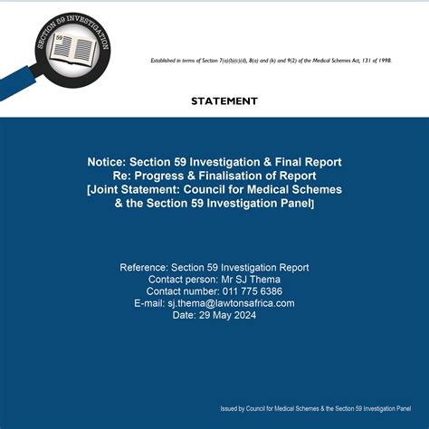 Notice Section 59 Investigation And Final Report Council For Medical