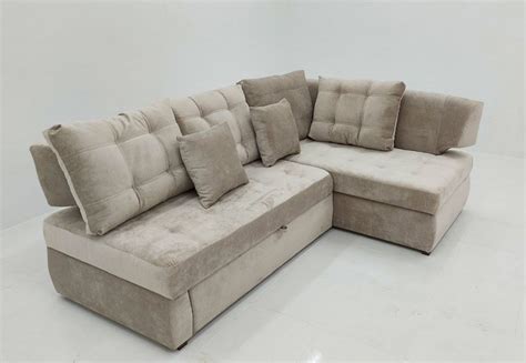 Диван угловой раскладной в гостиную спальню Чикаго Woody Бежевый дерево ламинированная ДСП