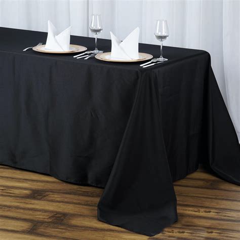 Buy 90x132 Black Seamless Premium Polyester Rectangular Tablecloth