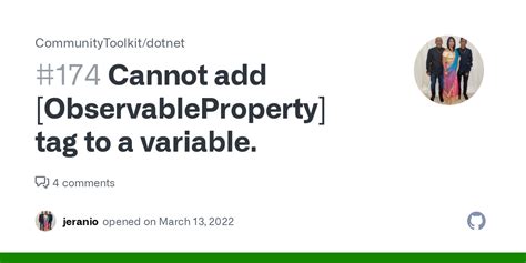 Cannot Add Observableproperty Tag To A Variable · Issue 174 · Communitytoolkitdotnet · Github