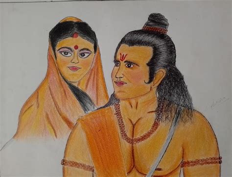 Ram Ji And Seeta Ji Drawing Drawing By Rishabh Raj Fine Art America