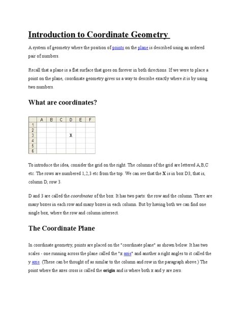 Introduction To Coordinate Geometry Pdf