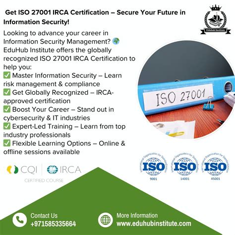 Iso27001 Irca Informationsecurity Cybersecurity Eduhubinstitute… Eduhub Institute