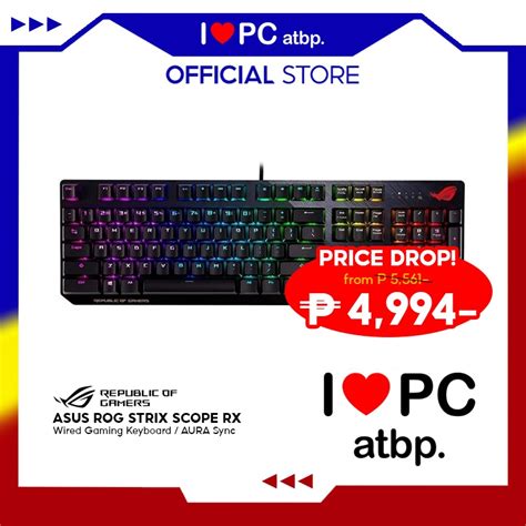 ASUS ROG Strix Scope RX Gaming RGB Keyboard RED Optical Mechanical Switches AURA Sync