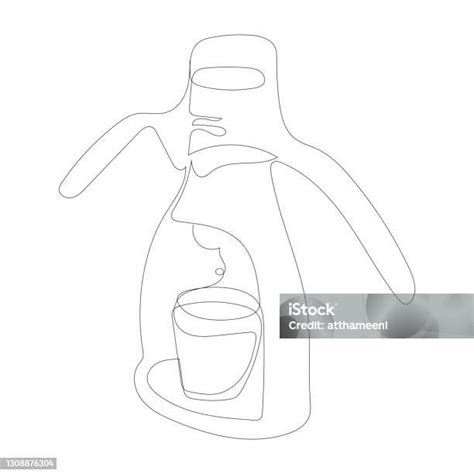 한 줄 드로잉 미니멀 리스트 아트 장식 에스프레소 메이커 핸드메이드 커피 프레스 바리스타 커피 핫 드링크 및 음료 일러스트레이션