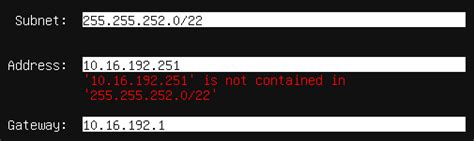 Networking Installation Of Server Does Not Accept Subnet Cidr Ask