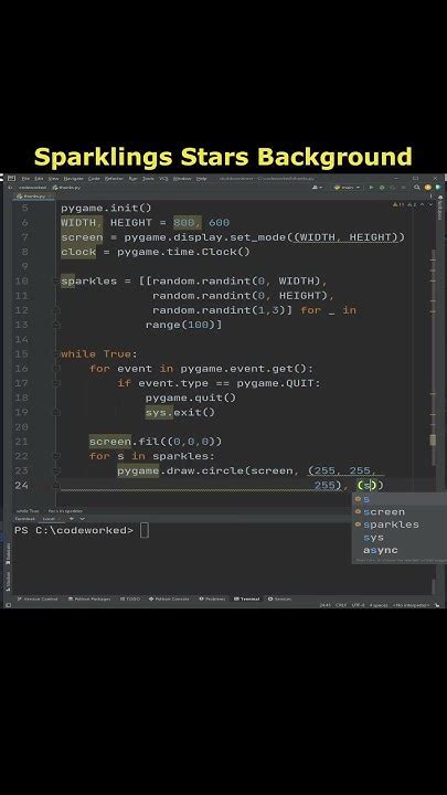 Sparkling Stars Background Using Pygame In Python Youtube