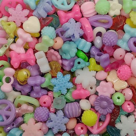 Cute Acrylic Bead Mix Colorful Mixed Shapes 160 Piece Assortment