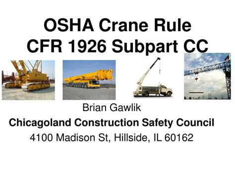 Ppt Osha Crane Rule Cfr 1926 Subpart Cc Powerpoint Presentation Free Download Id 3198580