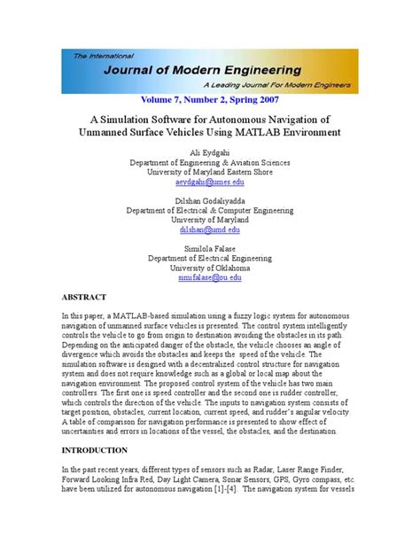 A Simulation Software For Autonomous Navigation Of Unmanned Surface Vehicles Using Matlab