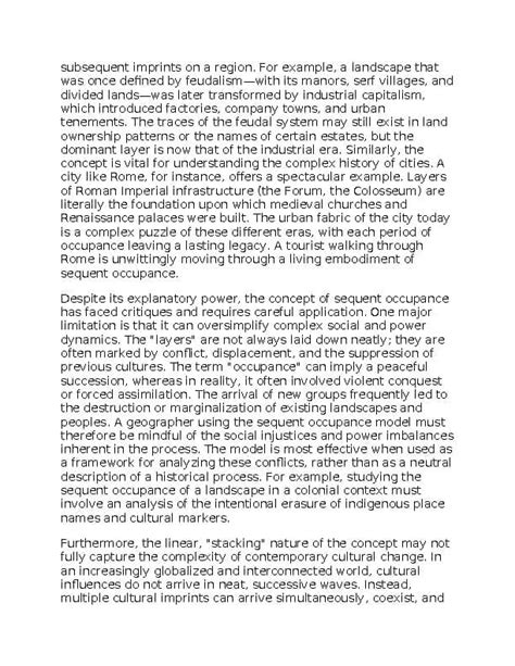 Sequent Occupance In Human Geography Reading Passage And X 10 Questions