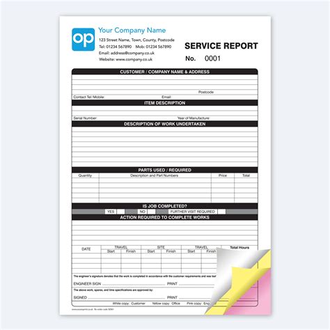 Personalised Engineer Service Report Oceanprint