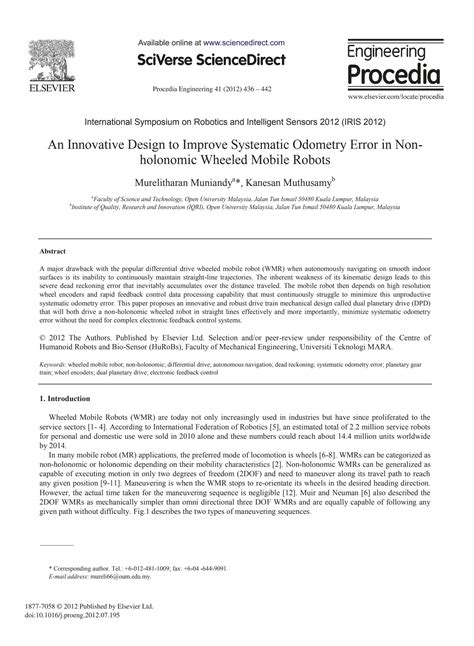 solution an innovative design to improve systematic odometry error in non holonomic wheeled