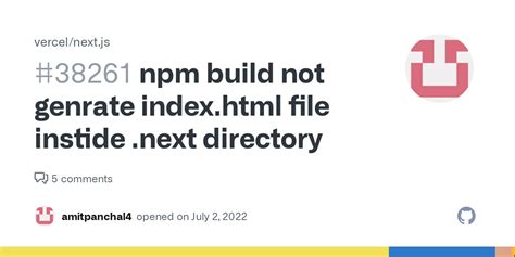 Npm Build Not Genrate Indexhtml File Instide Next Directory · Issue 38261 · Vercelnextjs