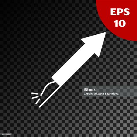 투명 한 어두운 배경에 격리 된 흰색 불꽃 탄 창작 로켓 아이콘입니다 재미있는 파티의 개념 폭발성 불꽃 기호입니다 벡터 일러스트레이션 경례에 대한 스톡 벡터 아트 및 기타