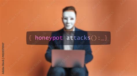 Cybersecurity Concept Honeypot Attacks On Foreground Screen Hacker