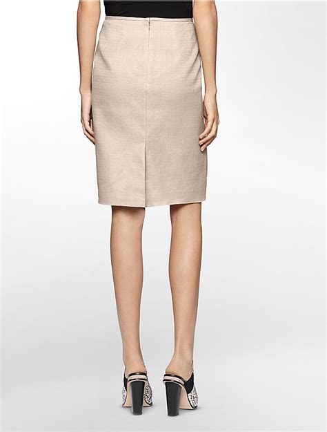Calvin Klein Womens Khaki Linen Pencil Skirt Ebay