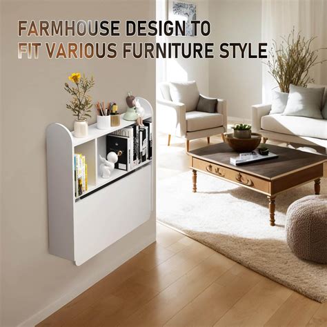 White Wall Mounted Folding Desk Wood Murphy Desk For Small Space