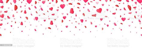 심장 색종이 테두리입니다 하트 모양의 꽃잎 흰색 배경에 떨어지는 3d 핑크 하트와 발렌타인 데이 배경입니다 인사말 카드에 대한 색상 색종이 벡터 일러스트레이션 0명에 대한