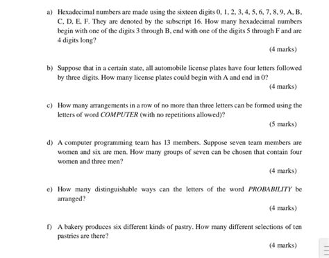 Solved A Hexadecimal Numbers Are Made Using The Sixteen Chegg Com