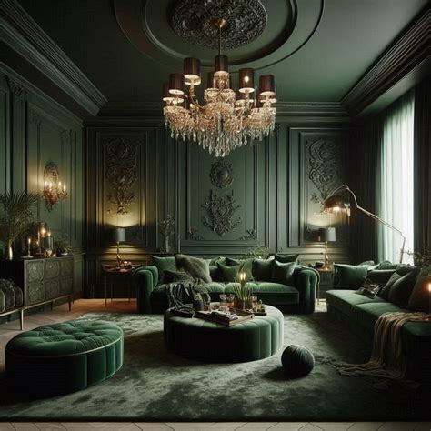 Dark Green Luxury Living Room