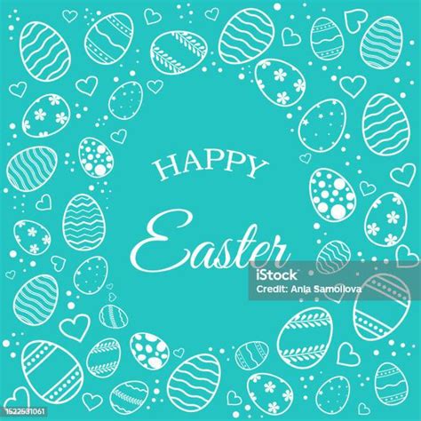 색칠된 배경에 손으로 그린 달걀이 있는 템플릿 카드 손으로 만든 비문 행복한 부활절 레터링 서예 프레임 손으로 그린 요소 낙서 0명에 대한 스톡 벡터 아트 및 기타 이미지