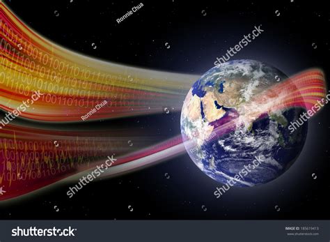 planet earth surrounded by technology waves as depicted by binary codes