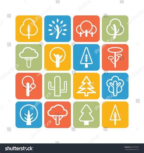 Set Simple Tree Icons Stock Vector Royalty Free 242497831 Shutterstock
