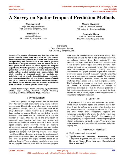 a survey on spatio temporal prediction methods ijertv 12is010073 a