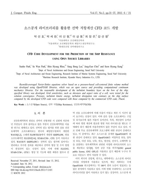 Pdf Cfd Code Development For The Prediction Of The Ship Resistance