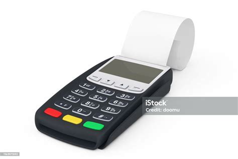 빈 압연 캐치 테이프와 지불을위한 은행 터미널 금전 등록기 Pos 기계 3d 렌더링 구매에 대한 스톡 사진 및 기타 이미지 구매 균형 금융 Istock