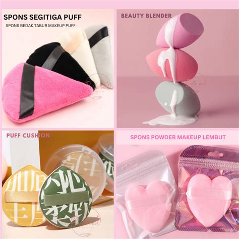 Jual Spon Segitiga Spon Bedak Makeup Puff Tools Lembut Pizza Puff Spon Love Puff Cushion