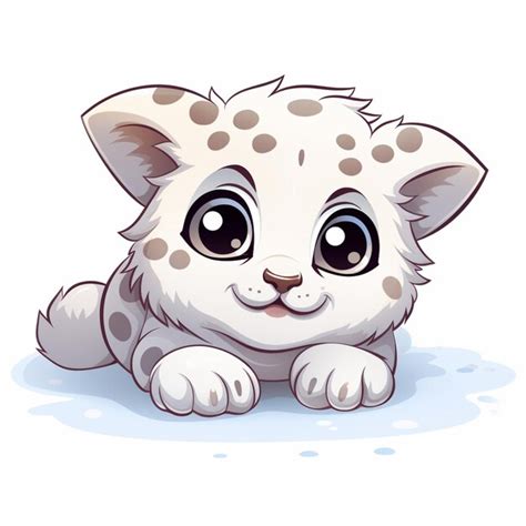 Premium Photo Cartoon Illustration Of A White Cat With Black Spots Laying Down Generative Ai