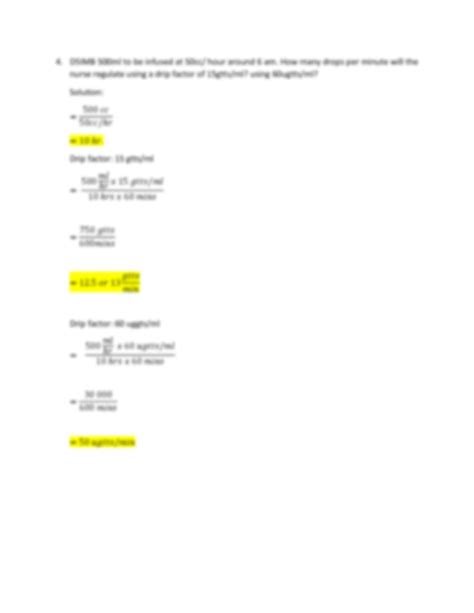 Solution Intravenous Fluid Computation Practice Test Studypool