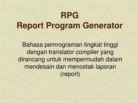 Ppt Rpg Report Program Generator Powerpoint Presentation Free