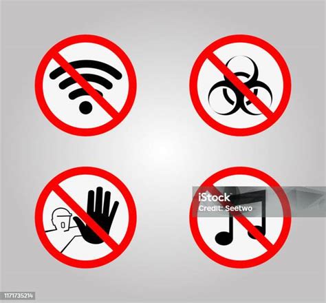 금지 표지판 및 다양한 경고 기호 기호 기호 흰색 배경에 격리 벡터 일러스트 Eps10 0명에 대한 스톡 벡터 아트 및 기타 이미지 0명 개념 금지됨 Istock